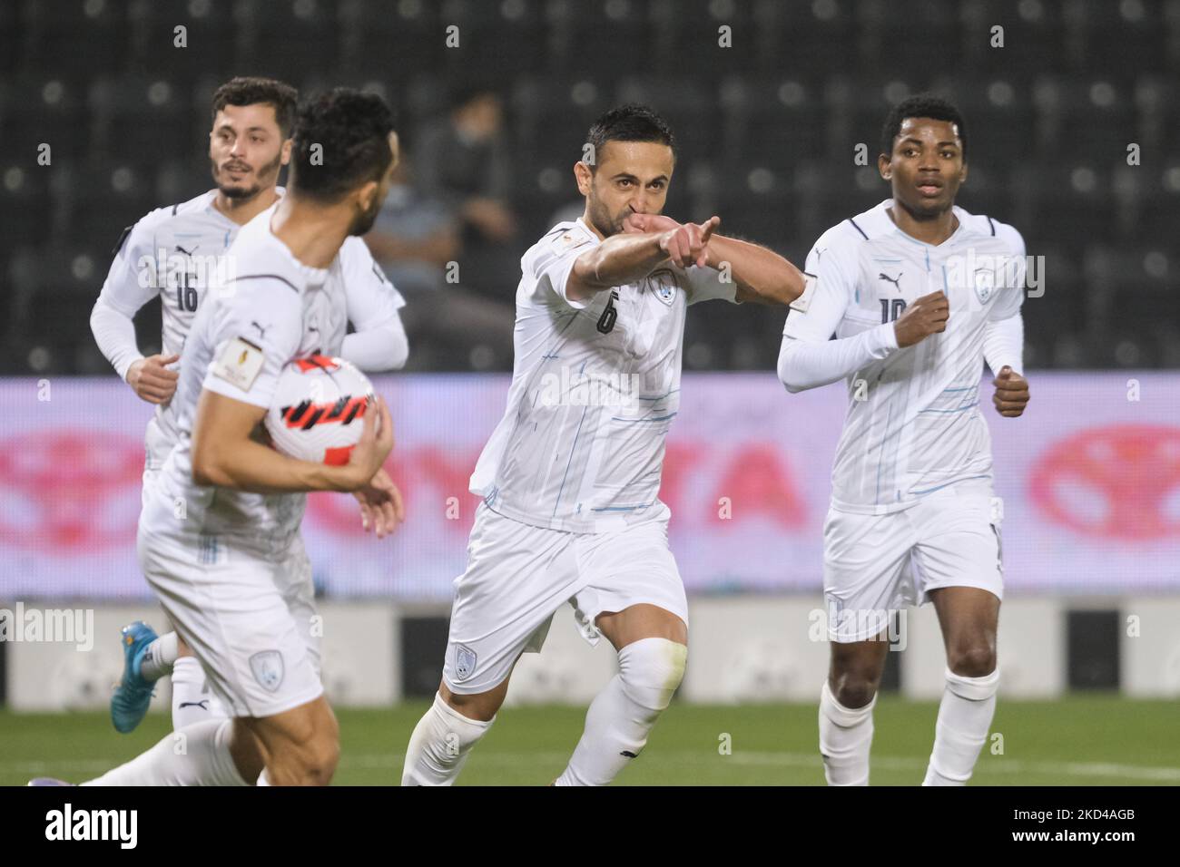 Omid Ebrahimi (6) of Al Wakrah celebrates his gaol during the Amir Cup ...