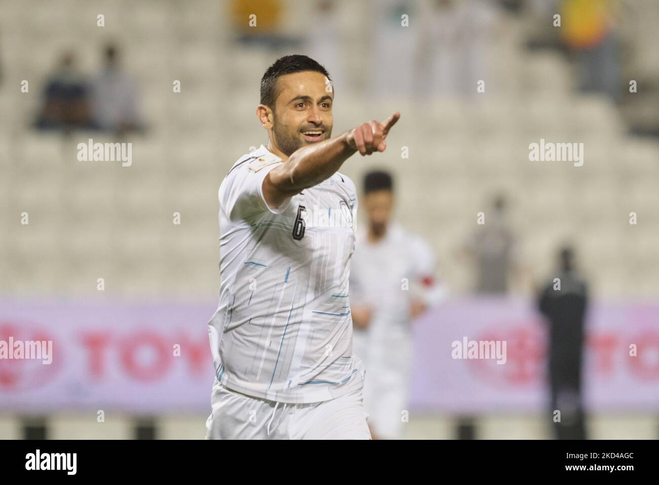 Omid Ebrahimi (6) of Al Wakrah celebrates his gaol during the Amir Cup ...