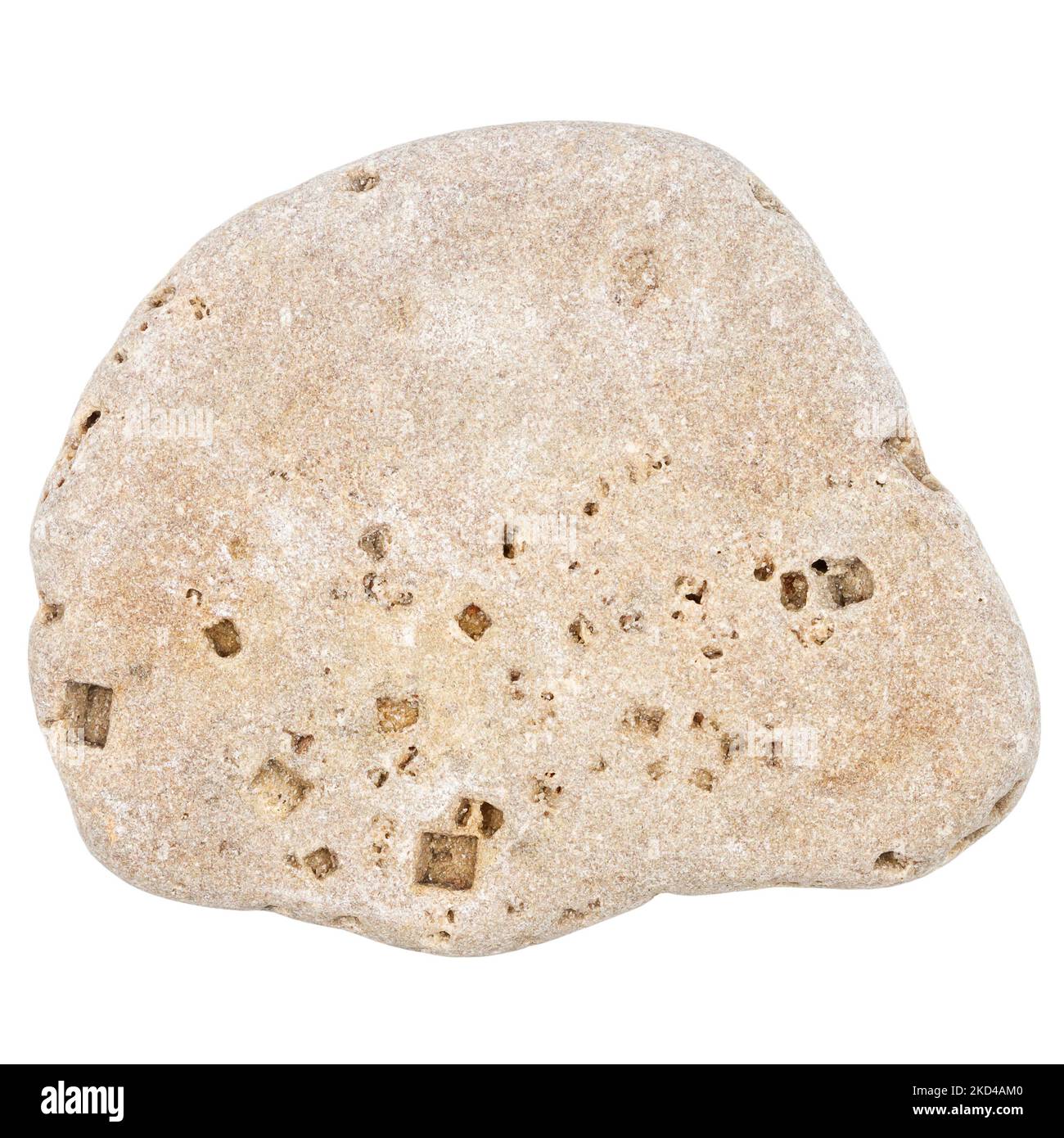 Top view of single beige pebble isolated on white background Stock ...