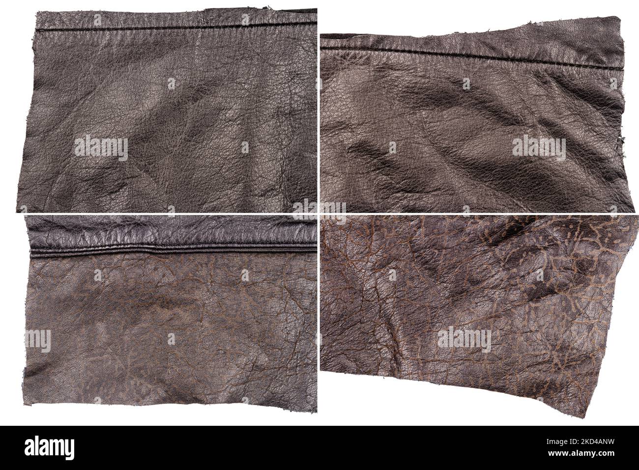 Collection of brown leather textures isolated on white background ...