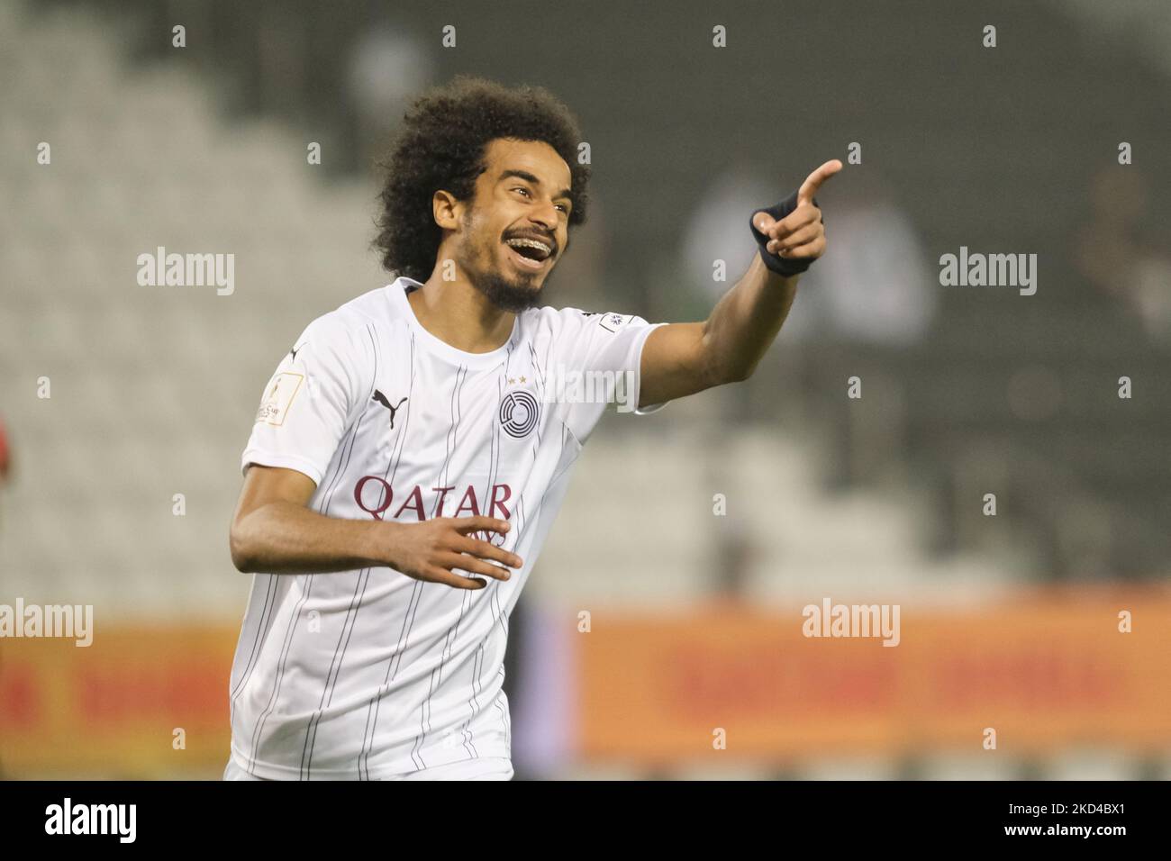 Akram Afif (15) of Al Sadd celebrates his goal during the Amir Cup ...