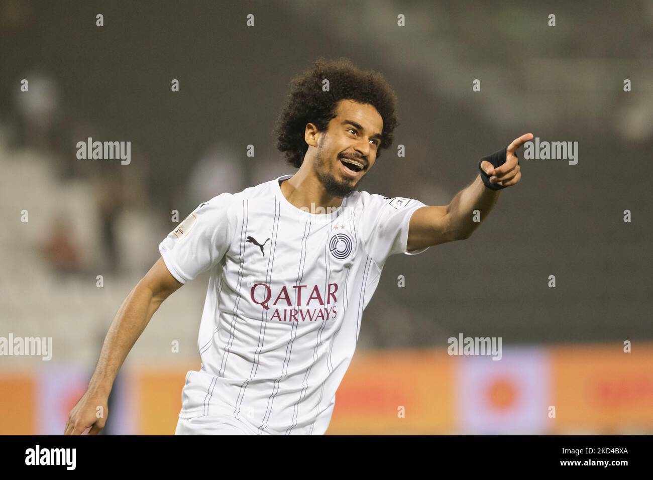 Akram Afif (15) of Al Sadd celebrates his goal during the Amir Cup ...