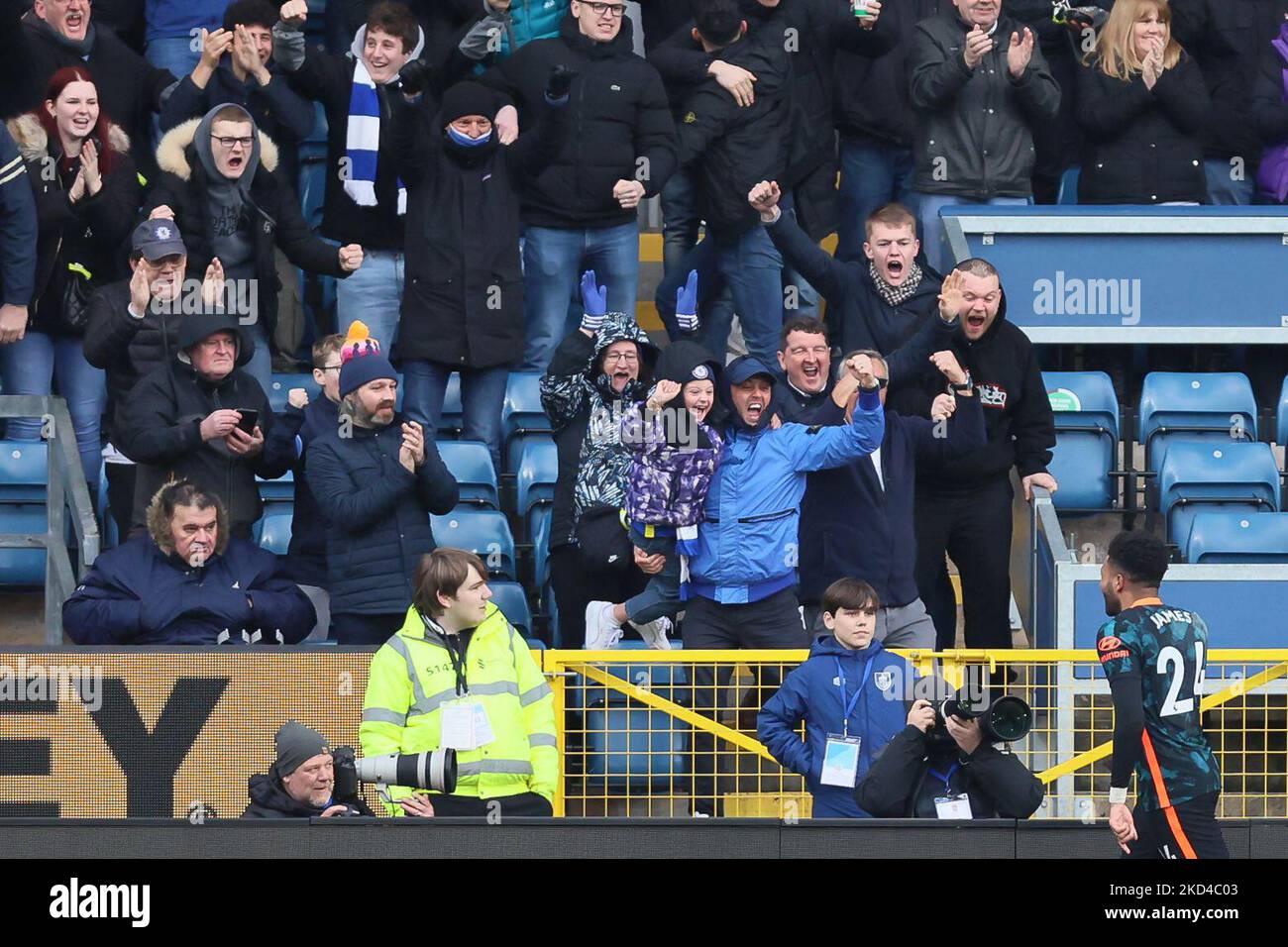 Reece James of Chelsea scores his team's first goal during the Premier ...