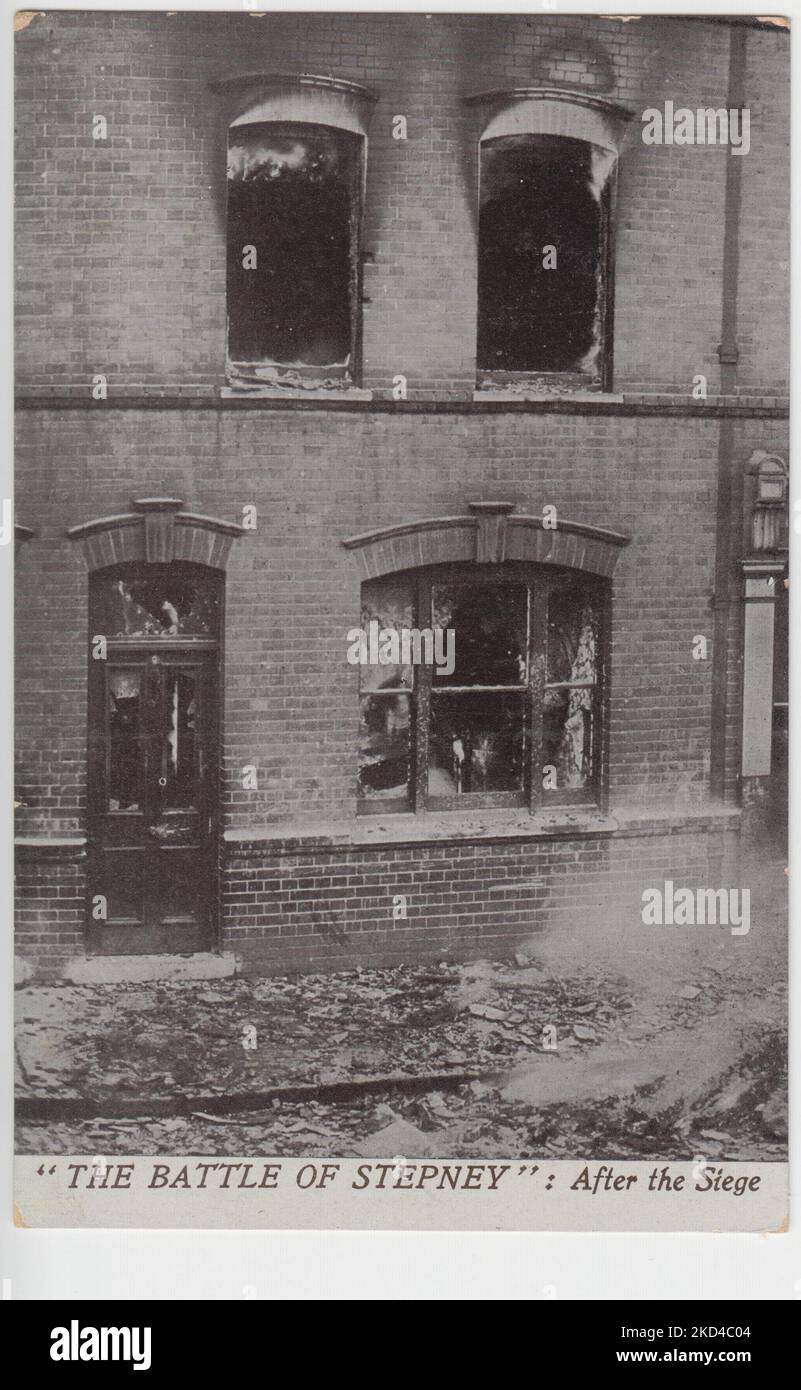 "The Battle of Stepney: After the Siege": postcard of the 1911 Siege of ...