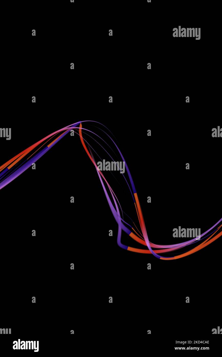 A vertical 3D clipart of abstract and curvy lines with a dynamic effect ...