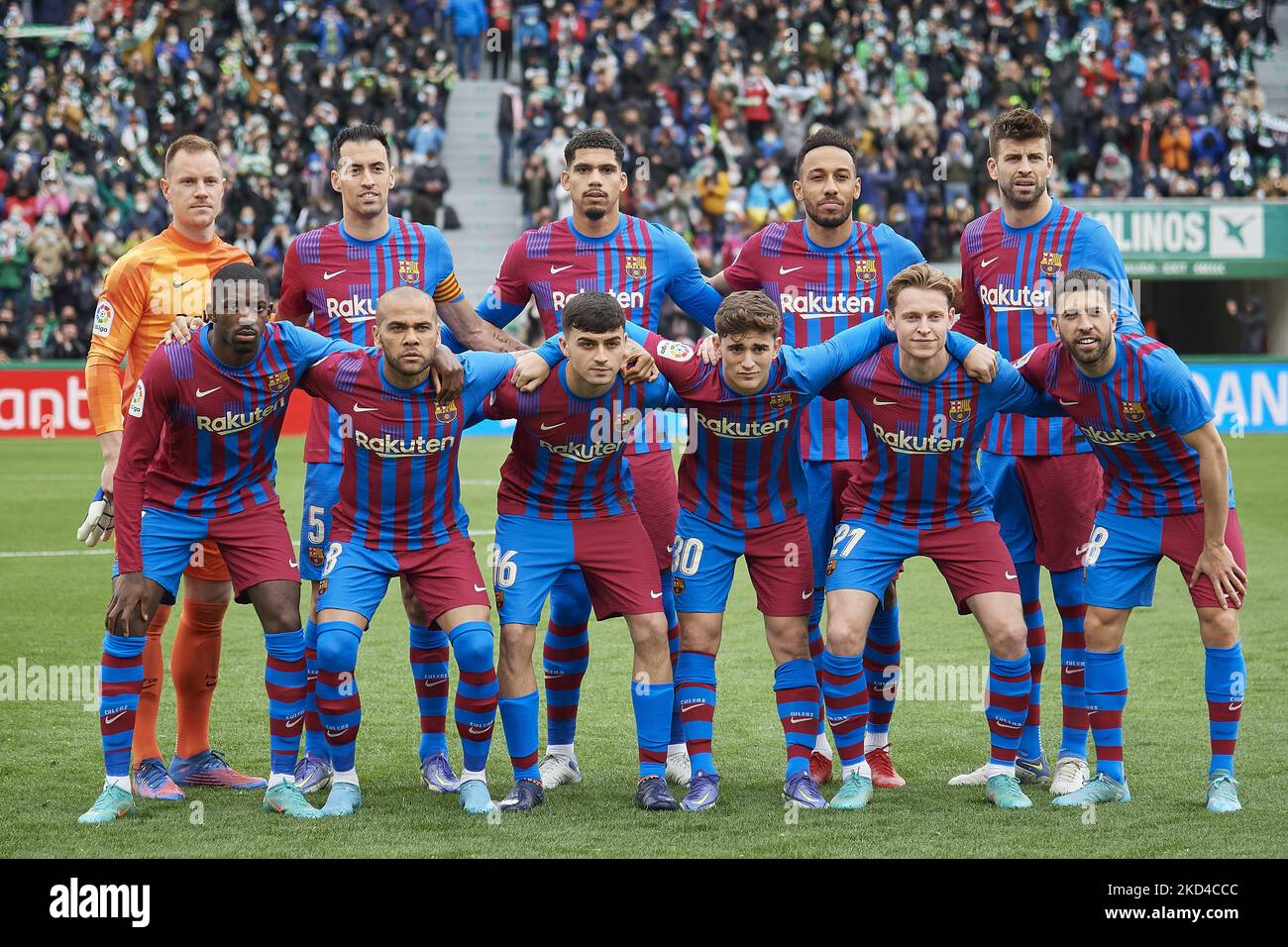 Barcelona line up (L-R) Marc-Andre ter Stegen, Sergio Busquets, Ronald ...