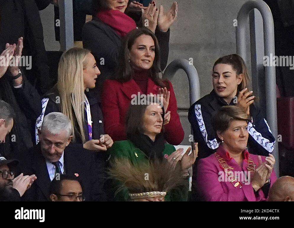 The Princess of Wales applauds at the final whistle, alongside England ...