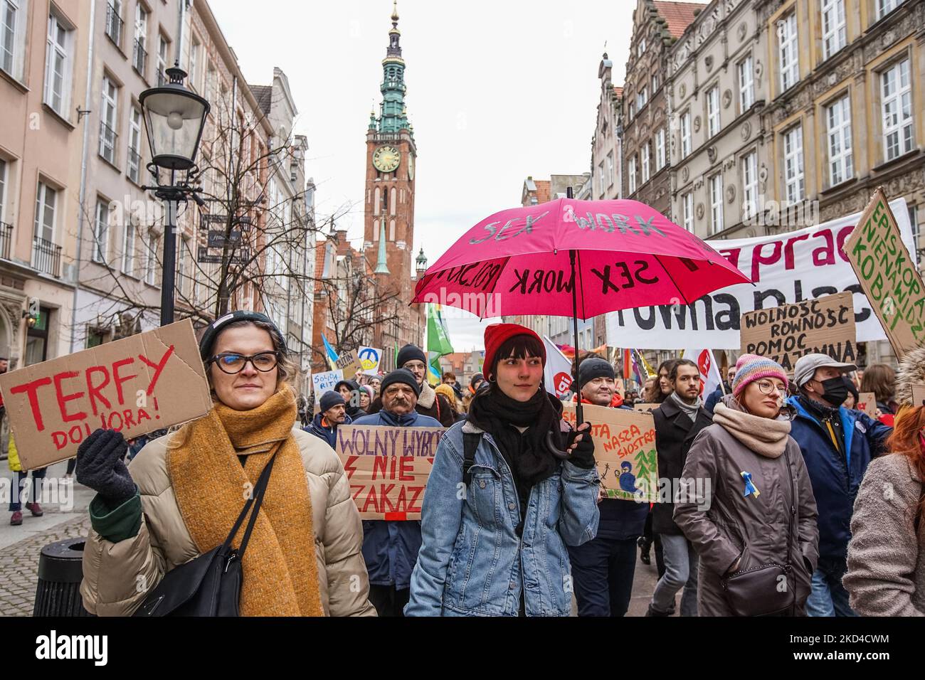 Protesters with feminist, pro-choice banners and anti Russia against ...