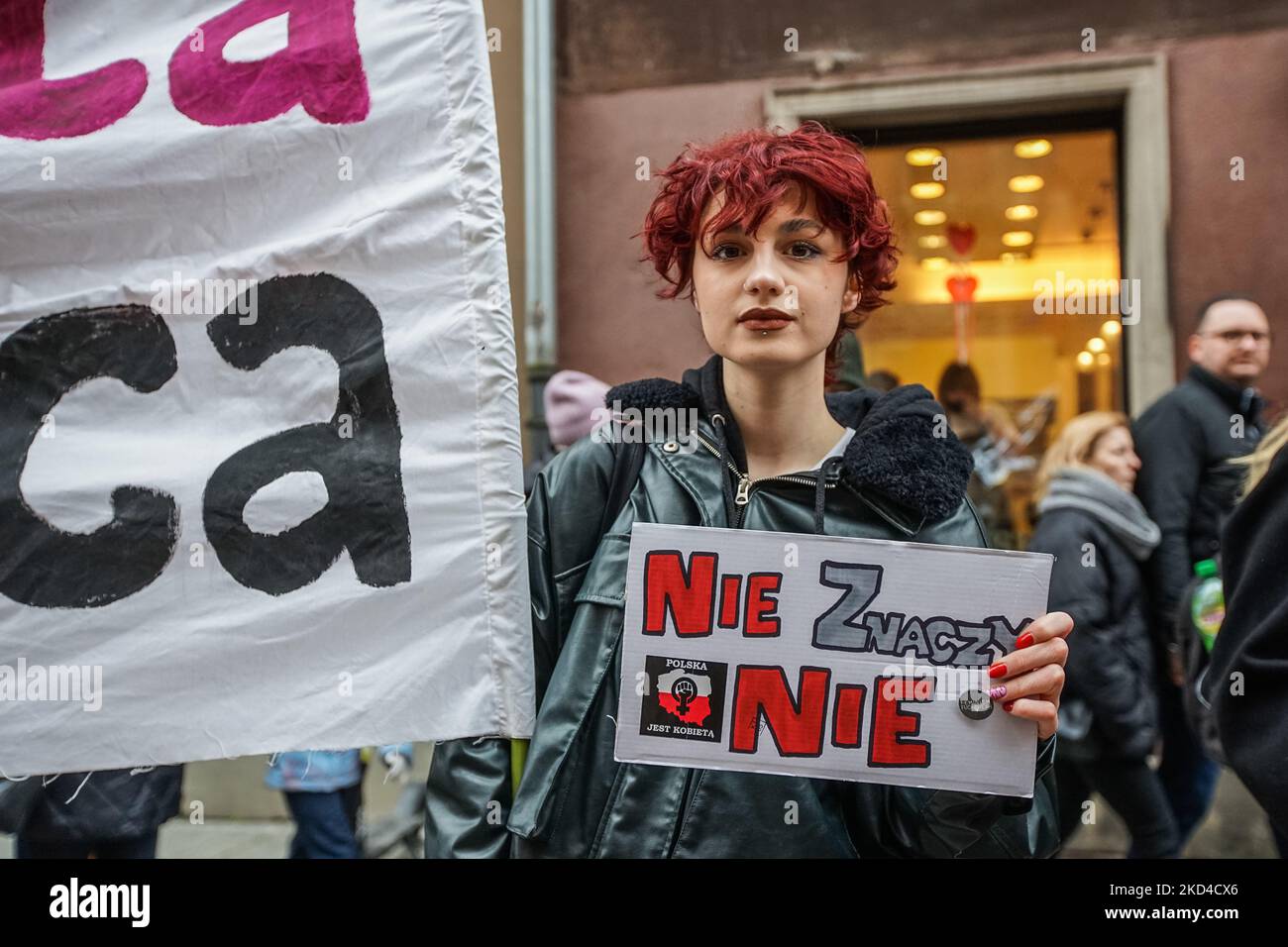 Protesters with feminist, pro-choice banners and anti Russia against ...