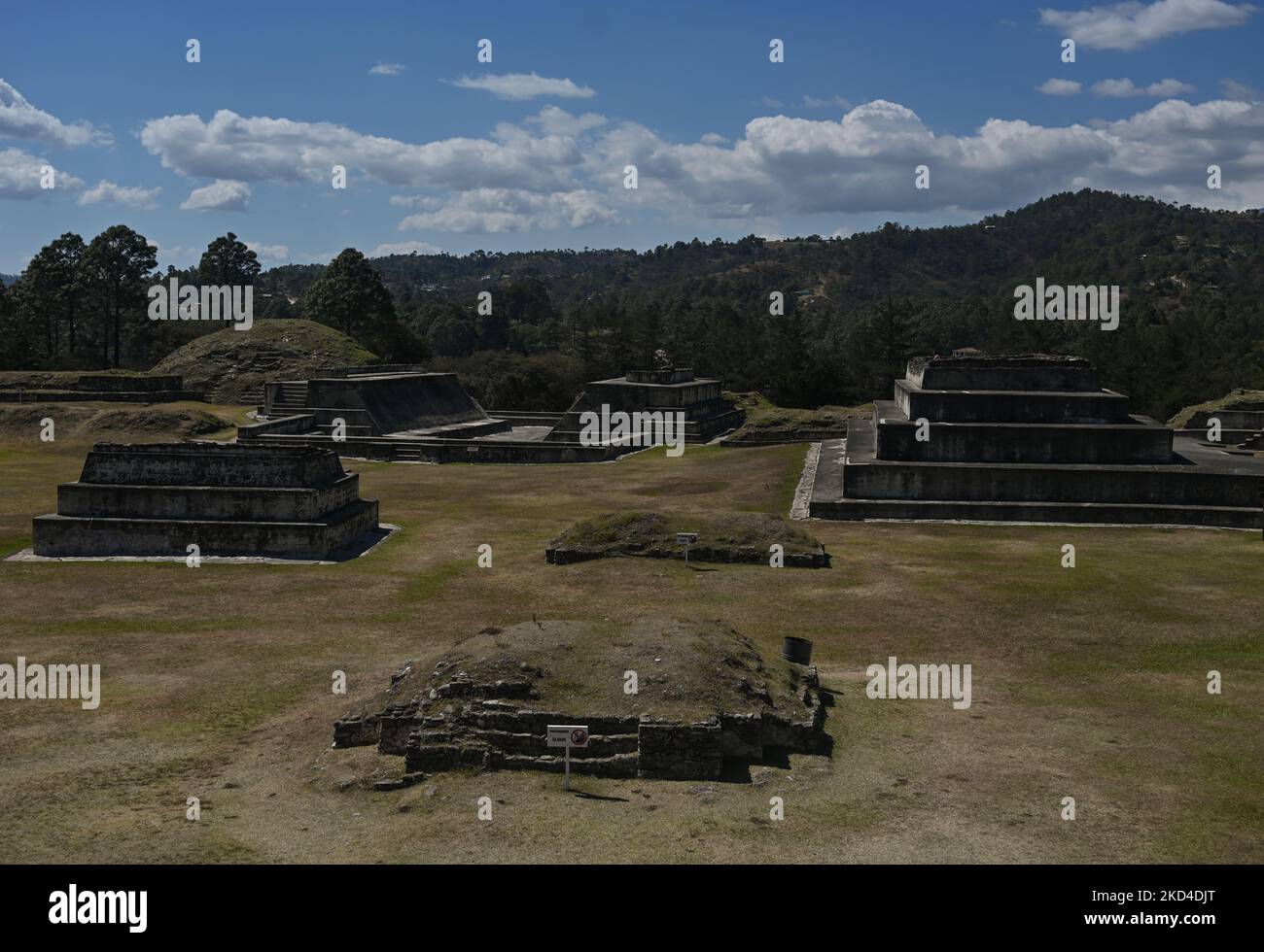 The ruins of Zaculeu, a pre-Columbian Mayan archaeological site on the ...