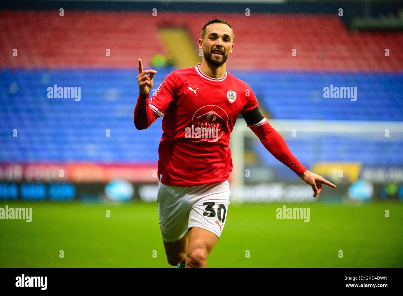 Adam Phillips of Barnsley FC celebrates his goal during the FA Cup 1st ...