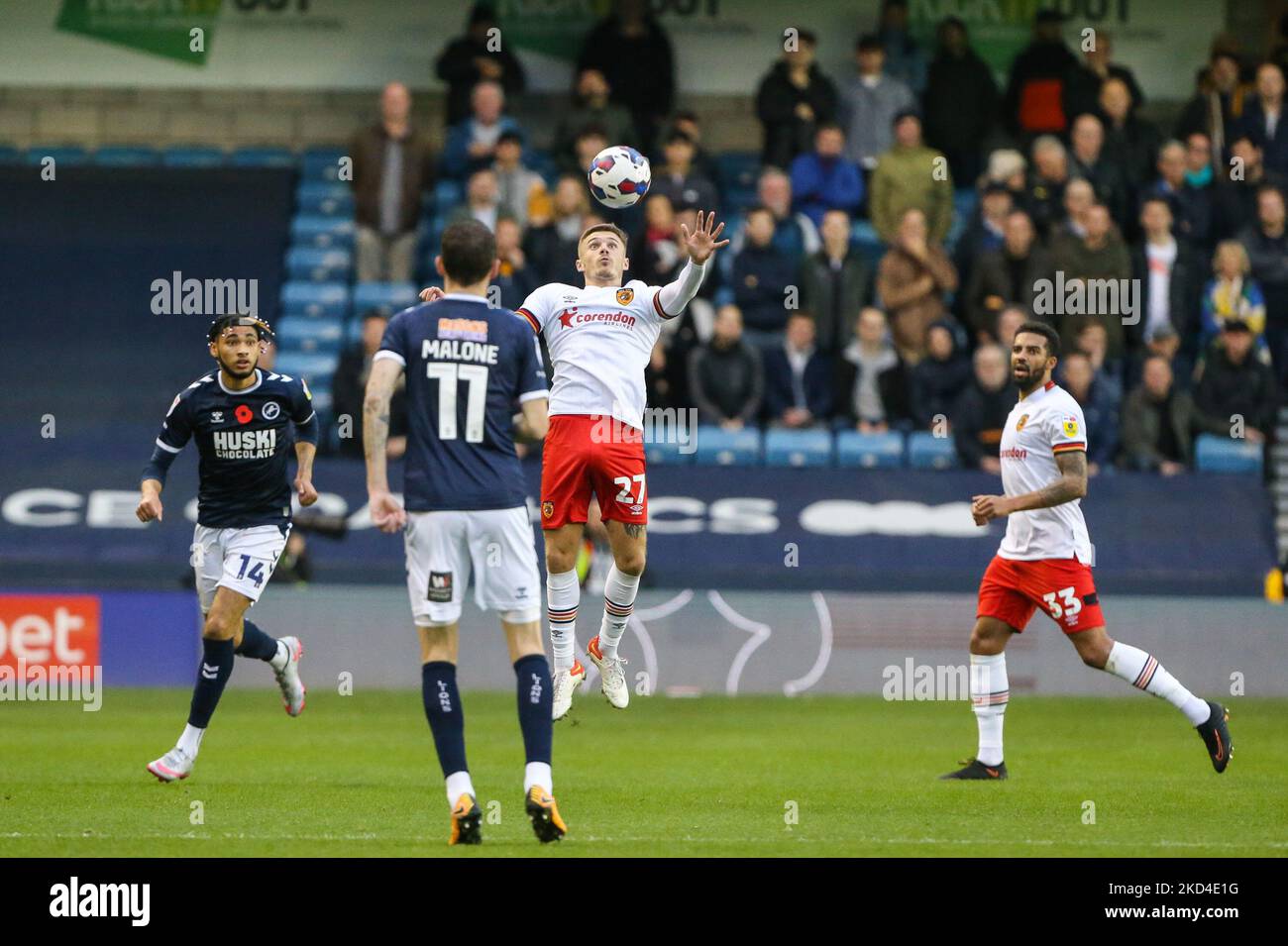 Regan Slater #27 of Hull City controls the ball during the Sky Bet ...