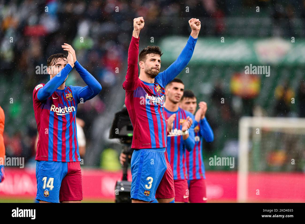 Gerard Pique and Nico Gonzalez during La Liga match between Elche CF and FC Barcelona at Estadio ...