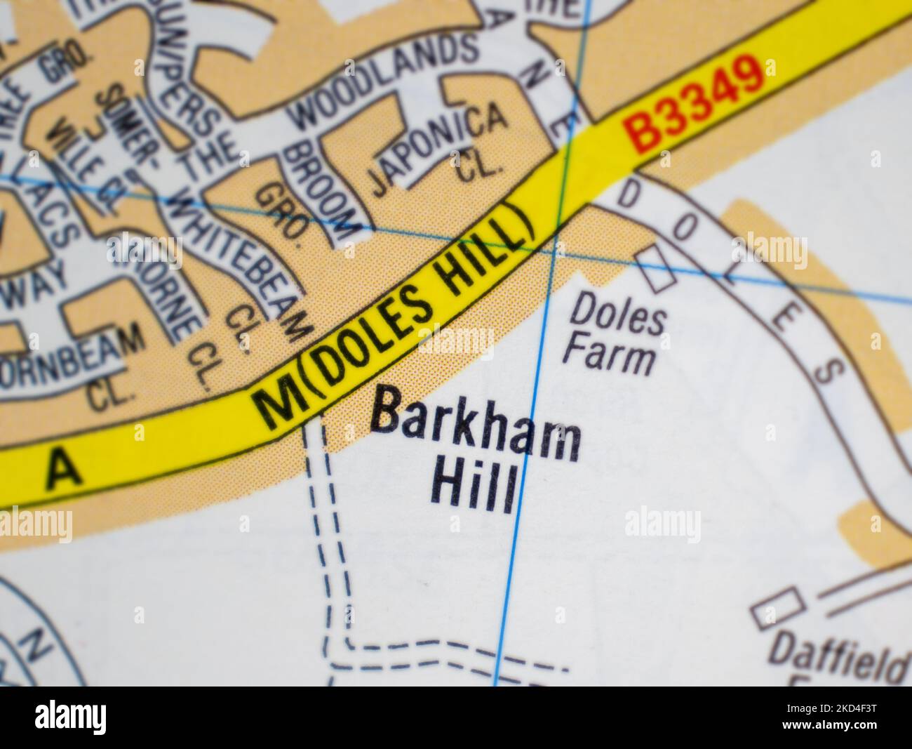 Barkham Hill village - Berkshire, United Kingdom colour atlas map town ...