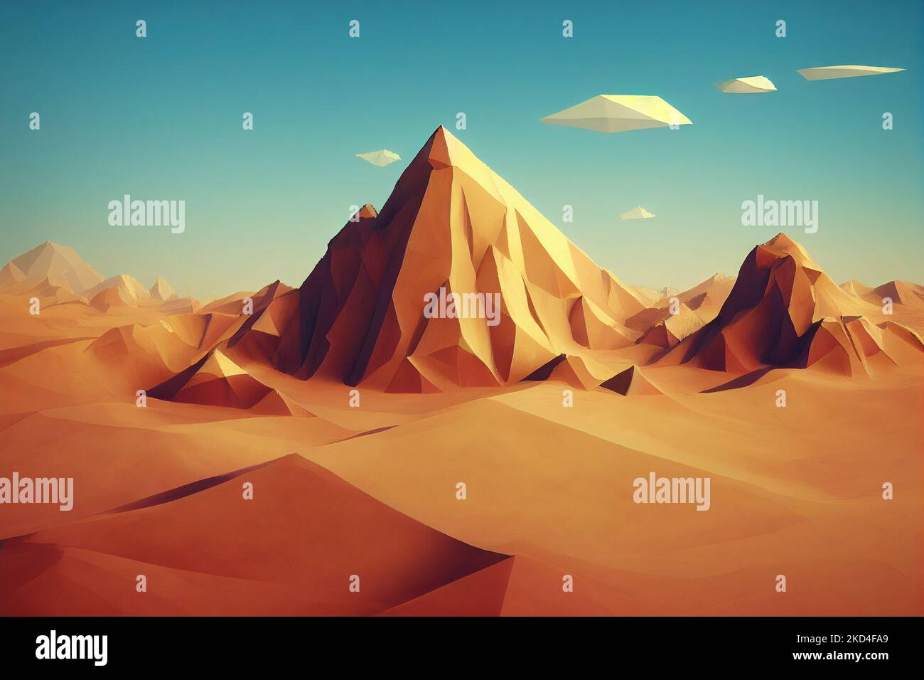A low poly landscape of a wallpaper Stock Photo - Alamy