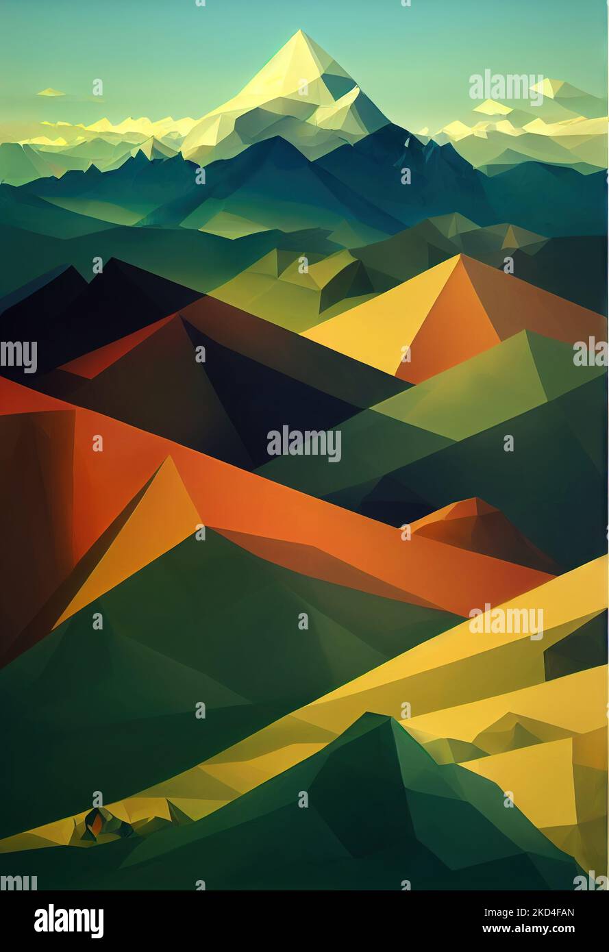 A 3d of low poly landscape wallpaper Stock Photo - Alamy
