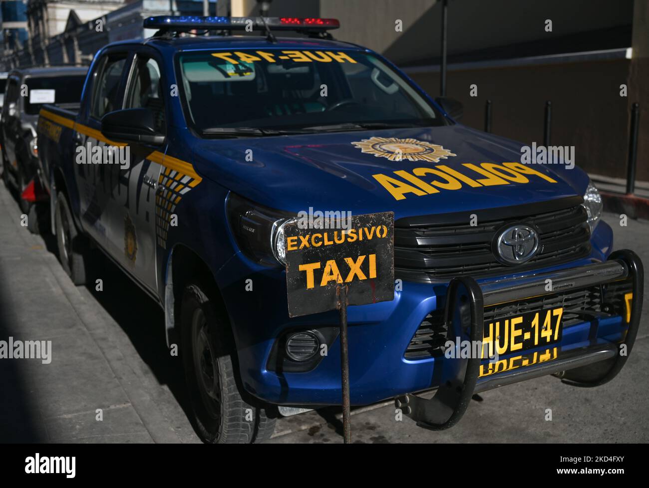 Guatemalan police vehicle parked in the city of Huehuetenango. On ...