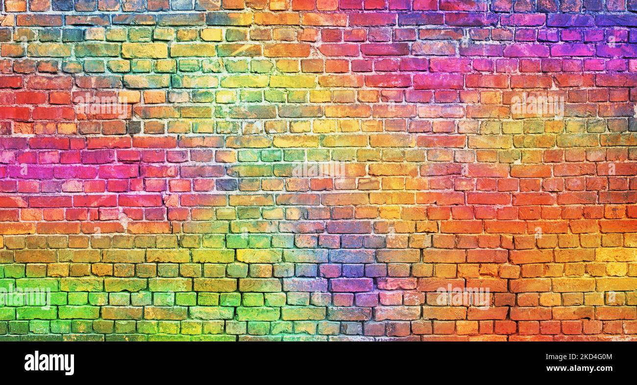 painted brick wall, abstract background of different colors Stock Photo ...