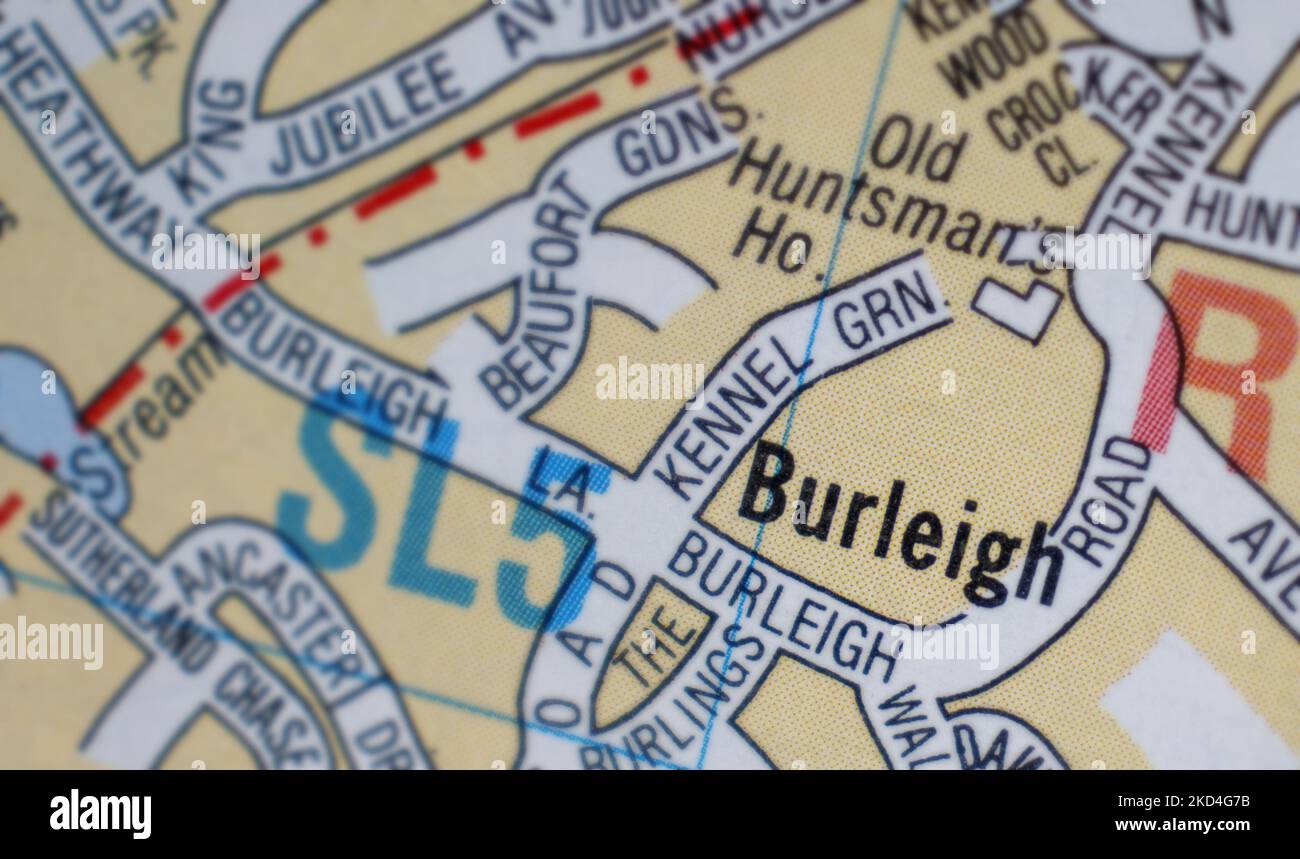 Burleigh village - Berkshire, United Kingdom colour atlas map town name ...