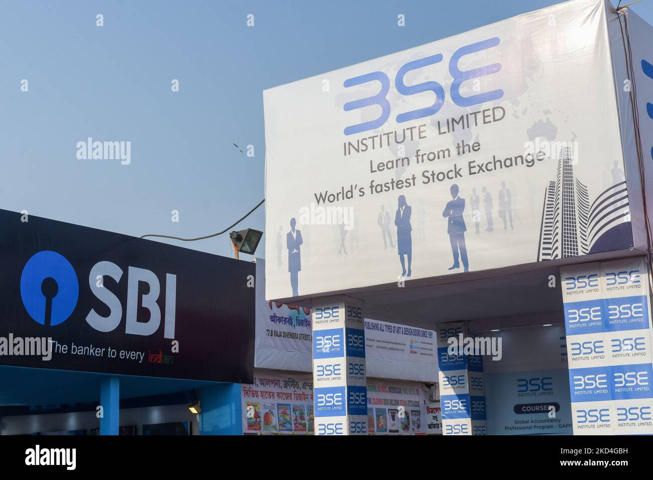 An State Bank of India and Bombay Stock exchange stall at Kolkata book ...