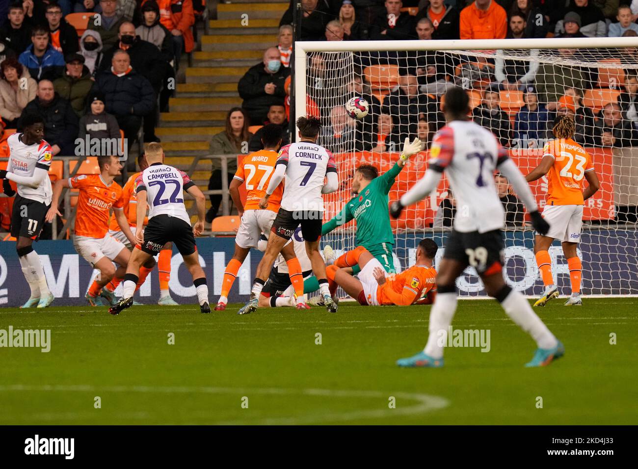 Luke Berry #8 of Luton Town scores to make it 0-1 during the Sky Bet ...