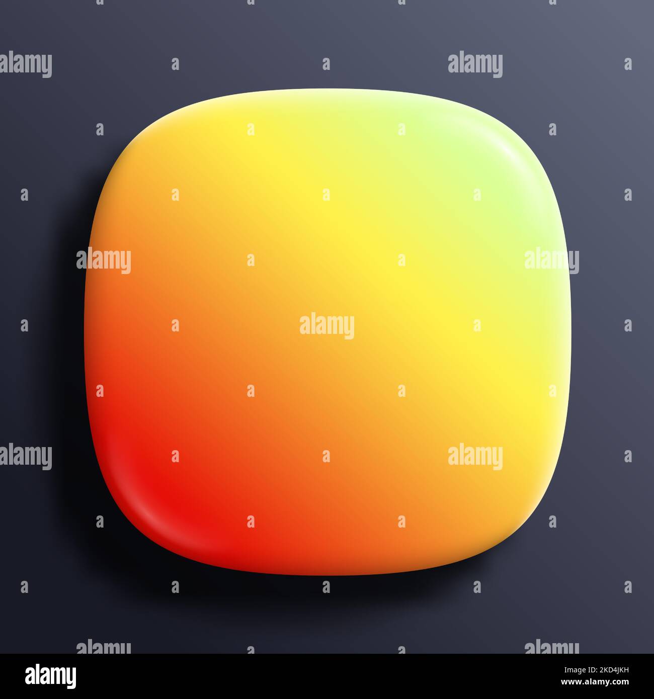 App icon superellipse, glossy vector background. 3D squircle button with yellow neon holographic ...