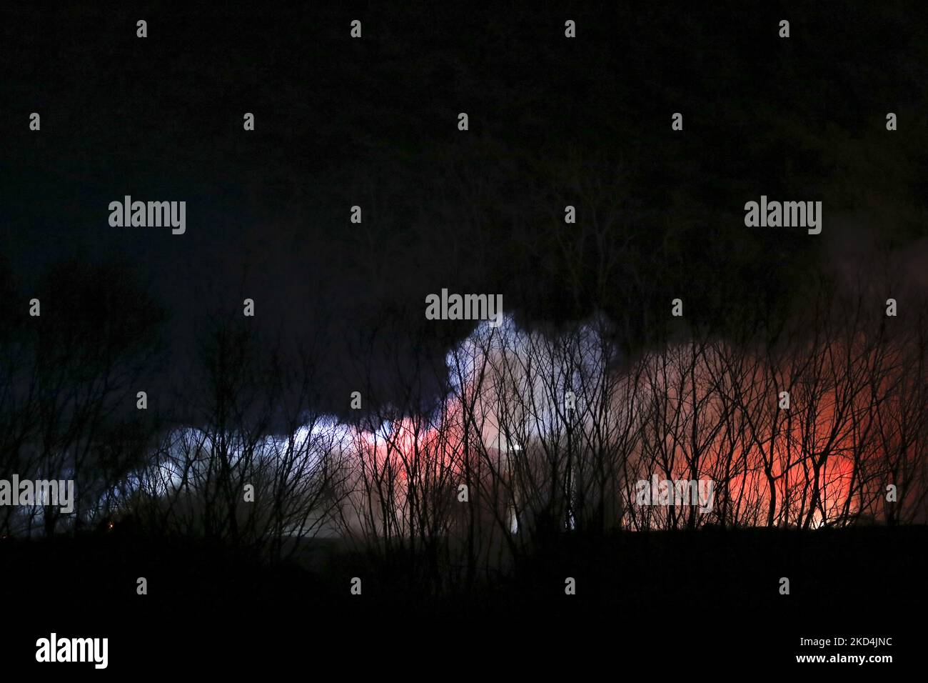 A wildfire burns in the eastern city of Uljin. The fire started in the ...