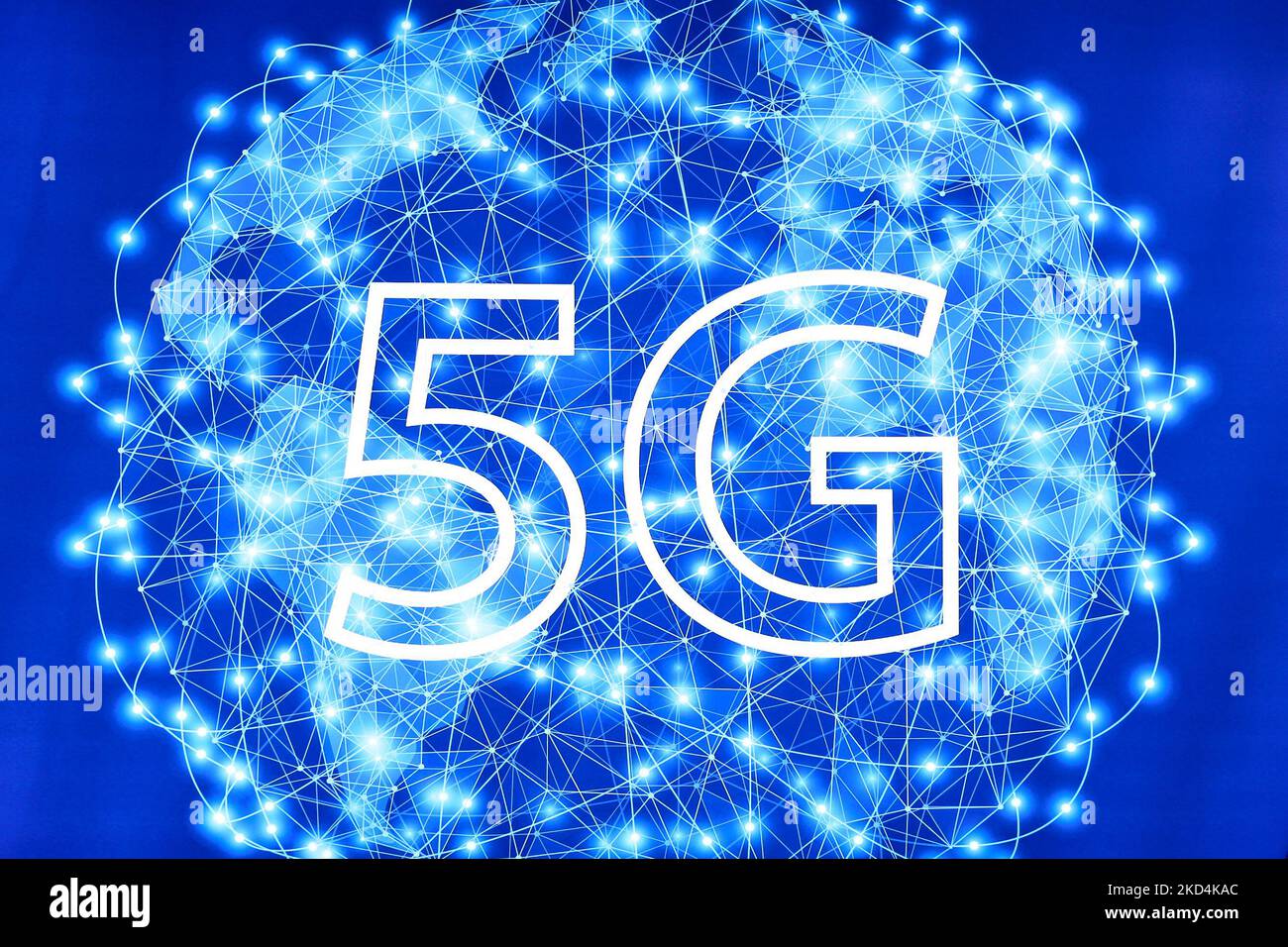 5G logo exhibited at Mobile World Congress (MWC) the biggest trade show ...