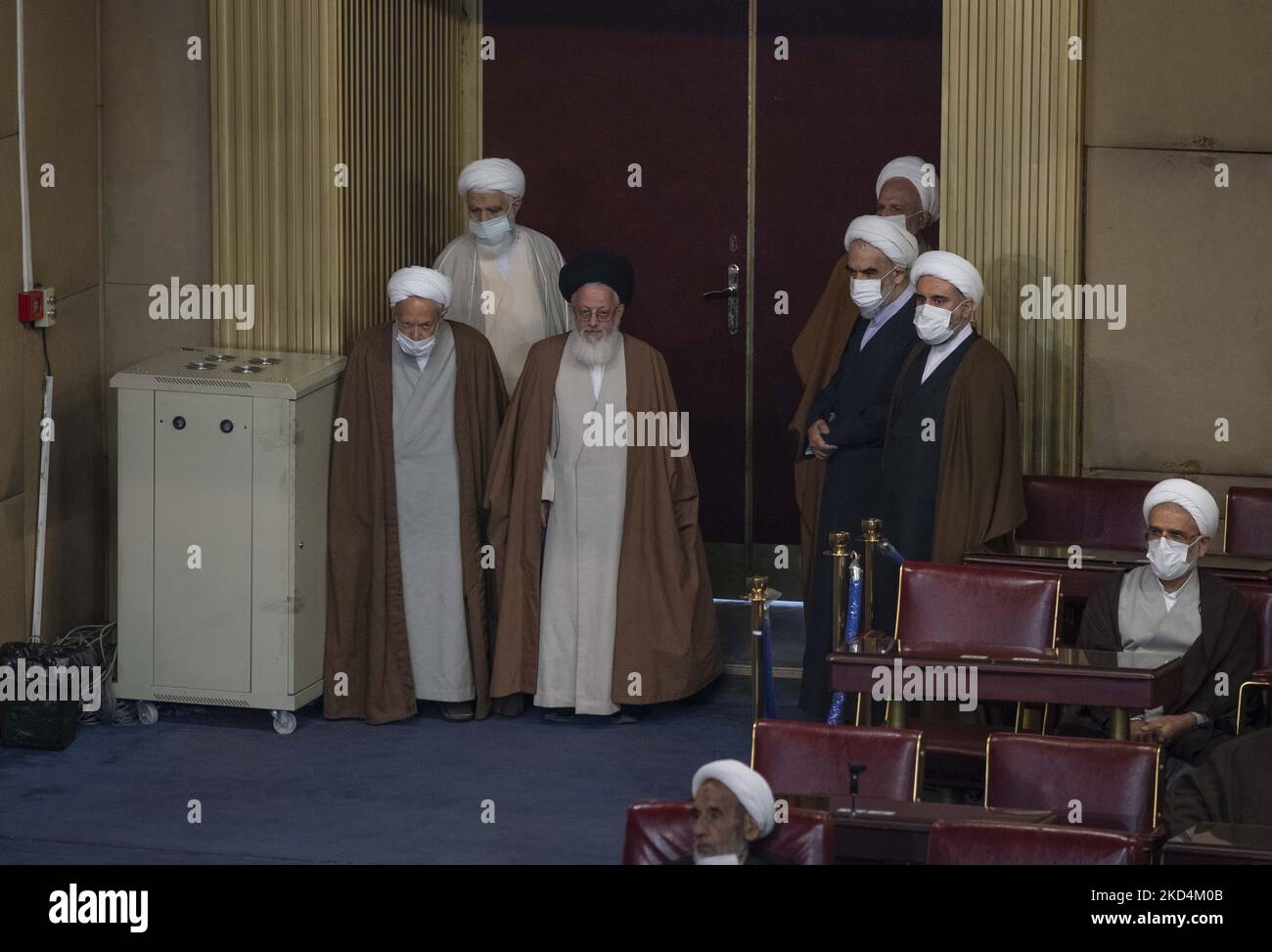Iranian clerics arrive the old Iranian Parliament building during Iran ...
