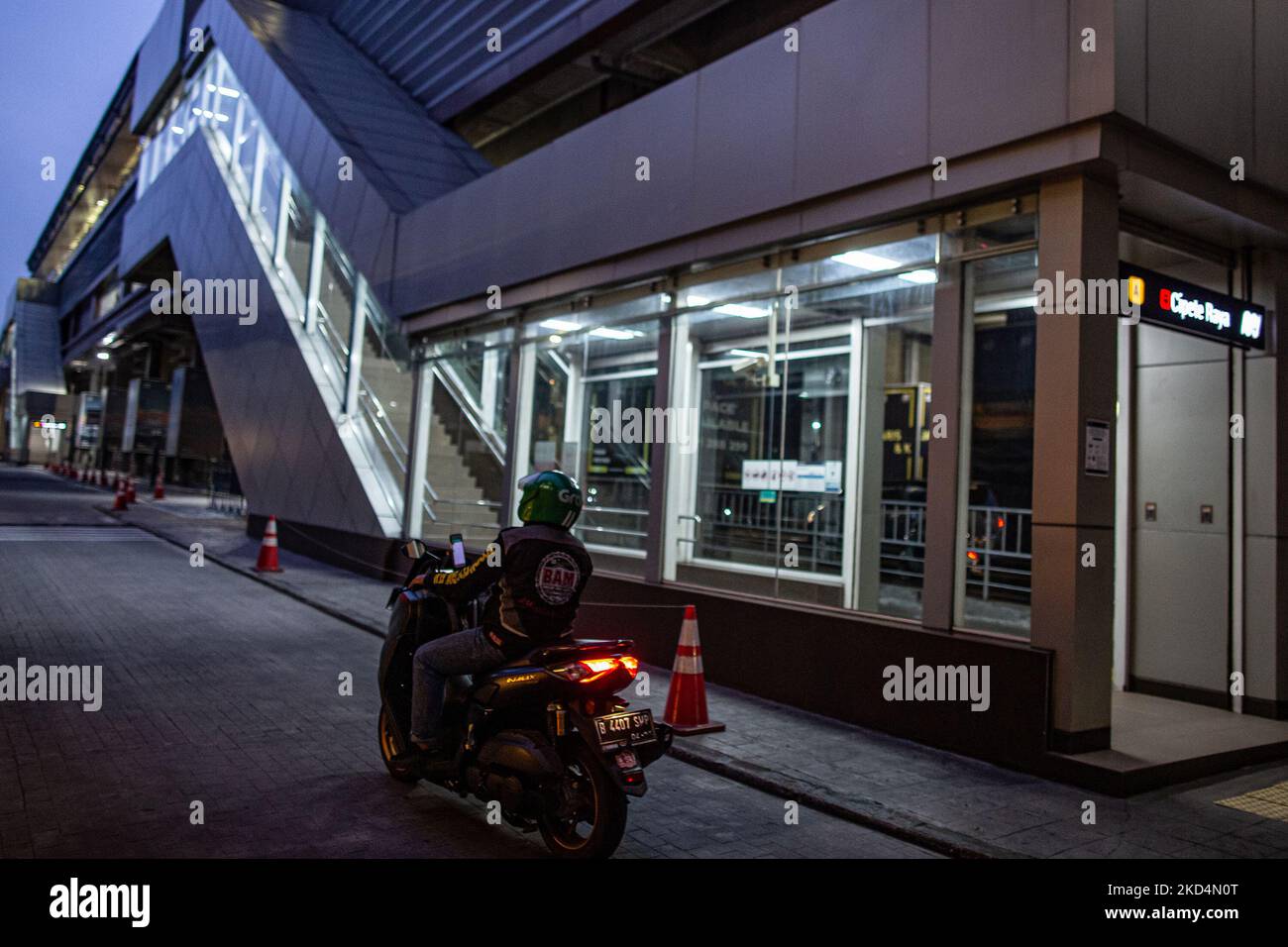 A motocycle crossing near MRT Station in Jakarta on 9 March 2022 ...