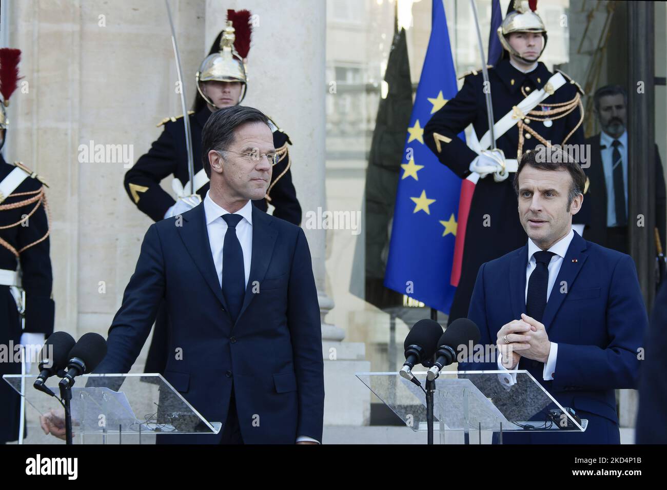 France's President Emmanuel Macron welcomes the Prime Minister of the ...