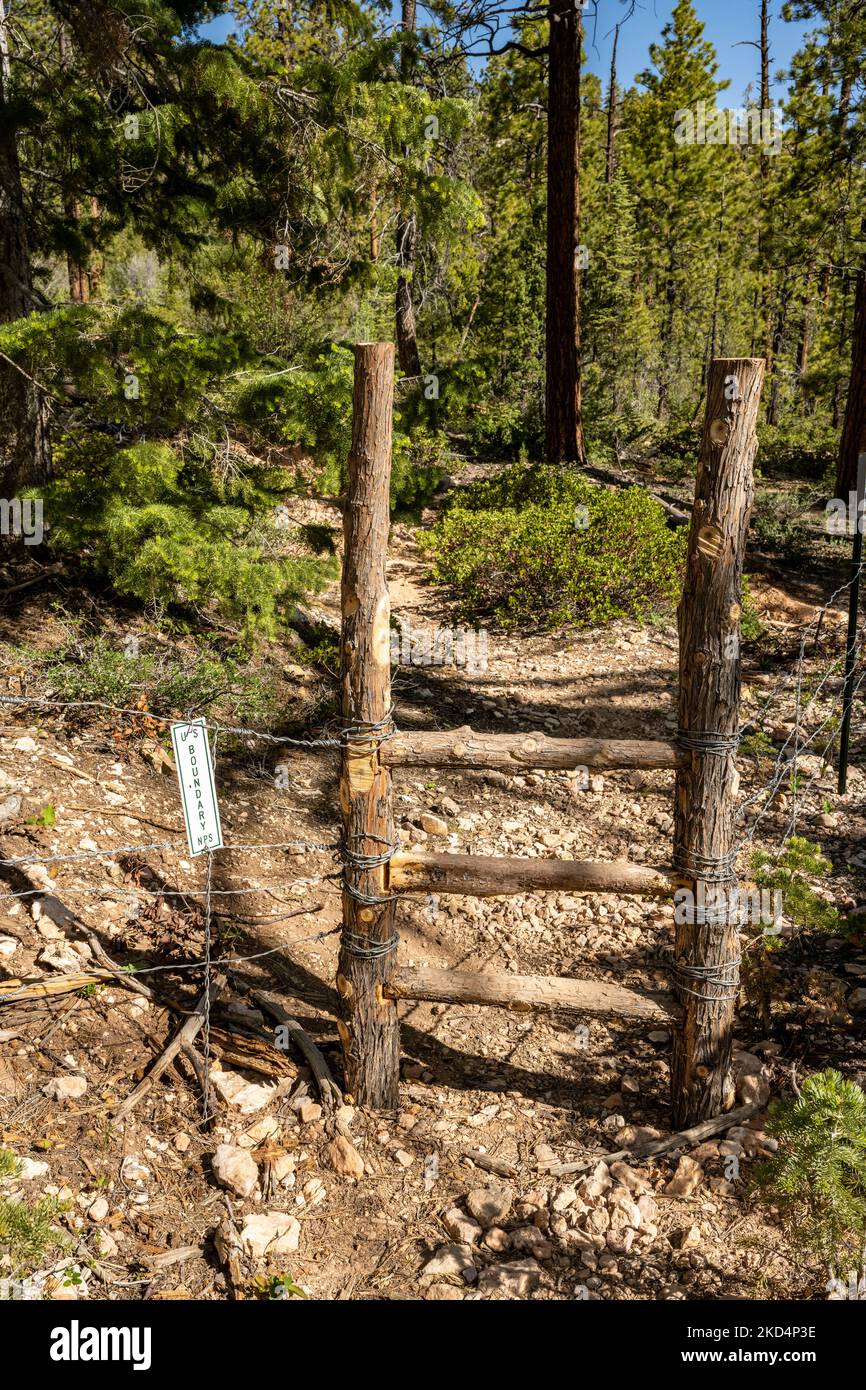 Fence at the Park Border of Bryce Canyon National Park Stock Photo - Alamy