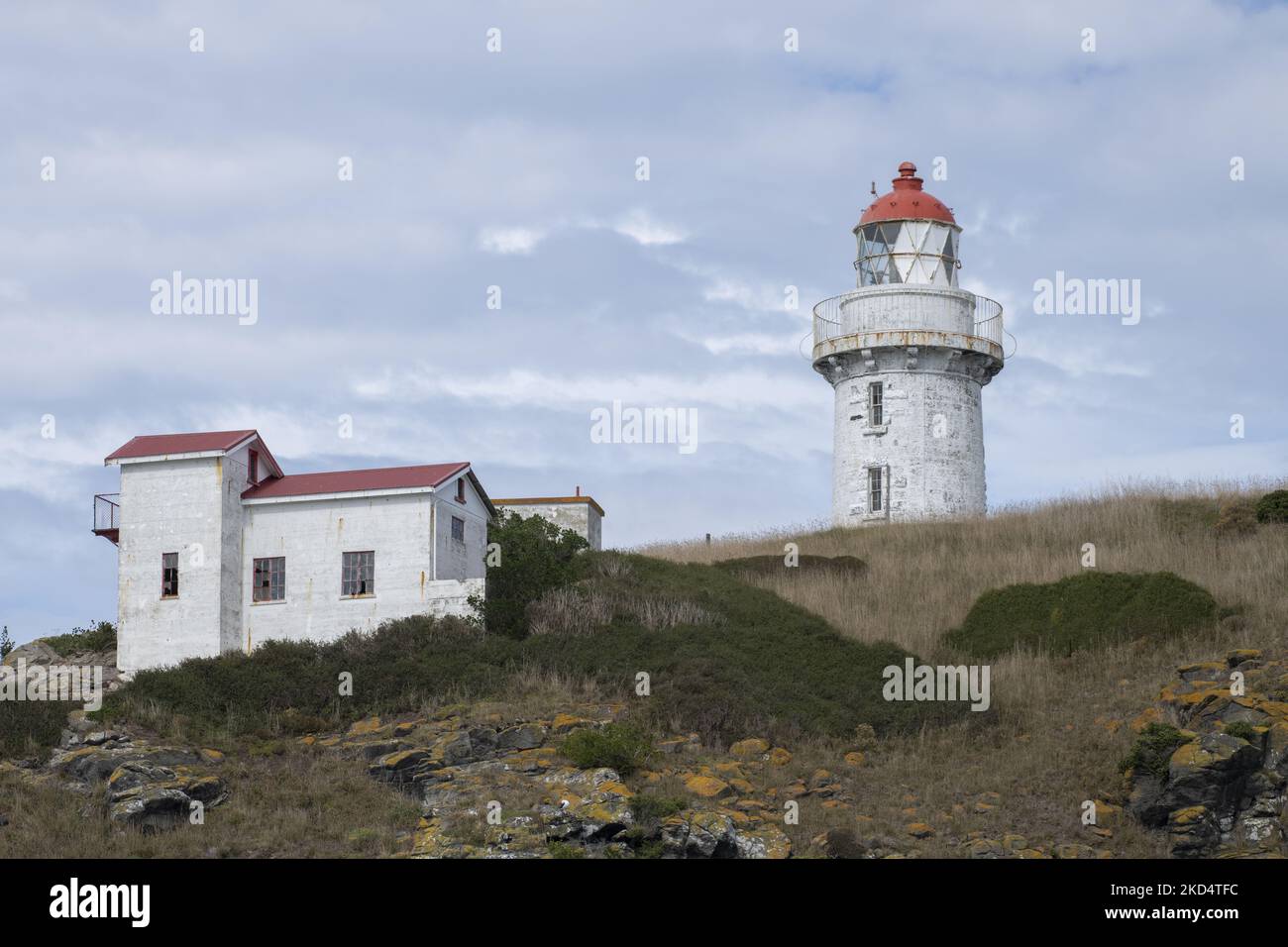 Taiaroa Head lighthouse is seen next to Albatross Colony in Otago ...