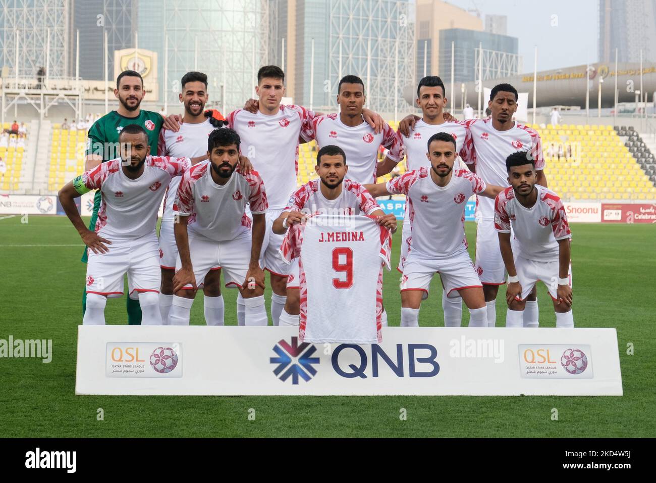 The Al Shamal starting eleven before the QNB Stars League game between ...