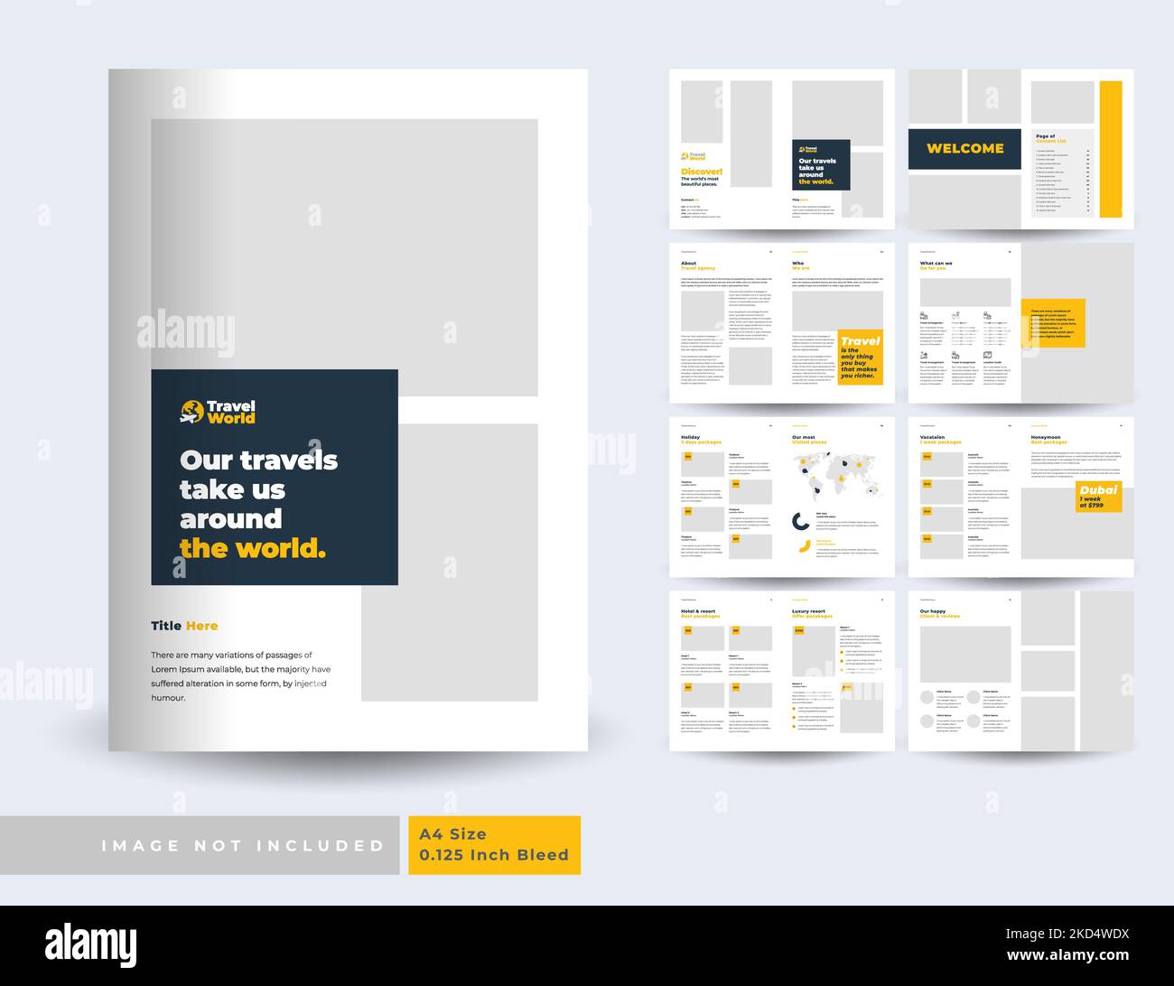 16 page travel agency brochure layout template design Stock Vector ...