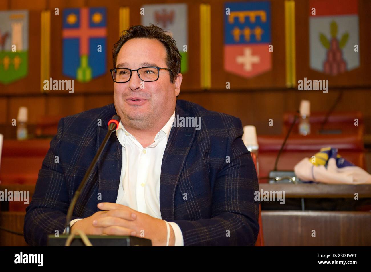 Claudio Durigon during a meeting of Lega political party in Rieti ...