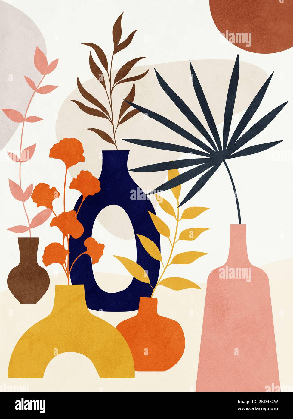 beautiful colorful botanical floral art, nature leaves and flowers ...