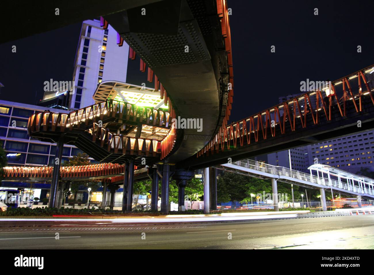 The view of new unique pedestrian bridge in Jakarta, on March 12, 2022 ...