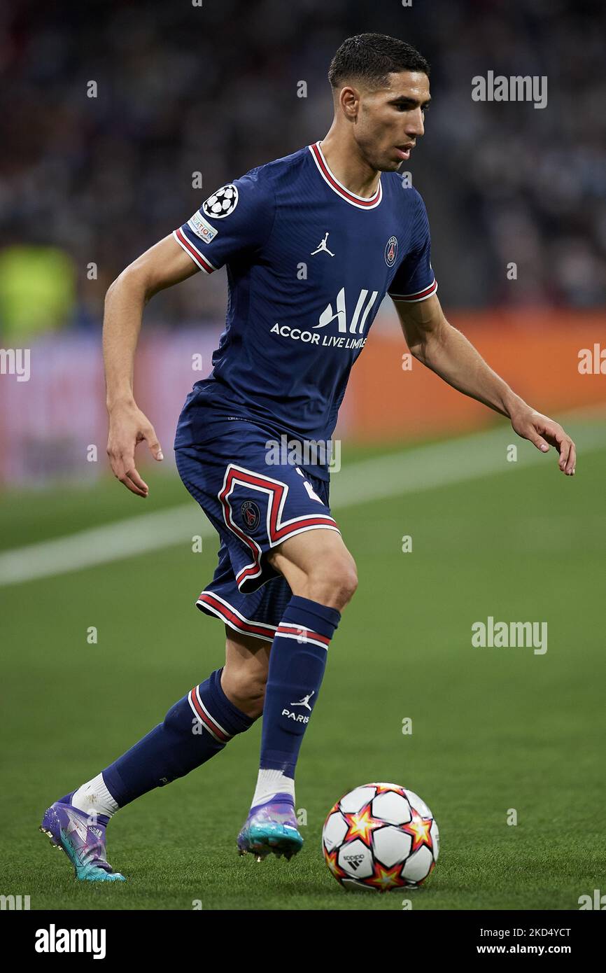 Achraf Hakimi of PSG in action during the UEFA Champions League Round ...