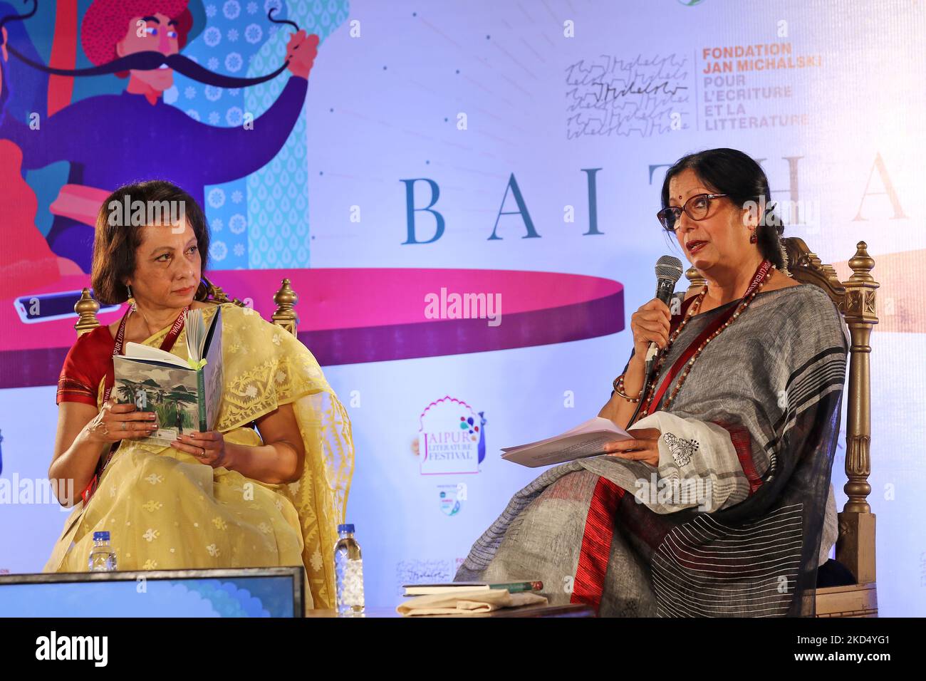 Radha Chakravarty and Reba Som at a session during the Jaipur ...
