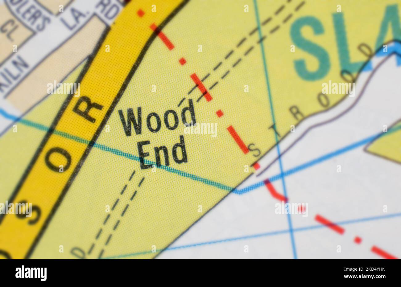 Wood End village - Berkshire, United Kingdom colour atlas map town name ...