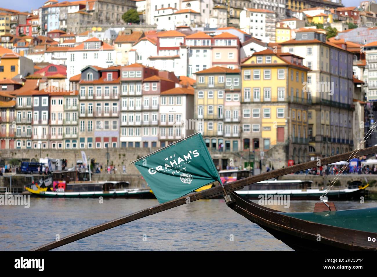 Porto Portugal traditional rabelo boat with Graham's port flag used to ...