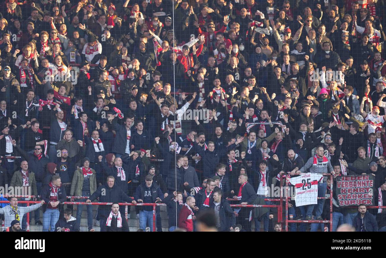 Stuttgart fans after scoring to 1-1 during Union Berlin v VfB Stuttgart ...