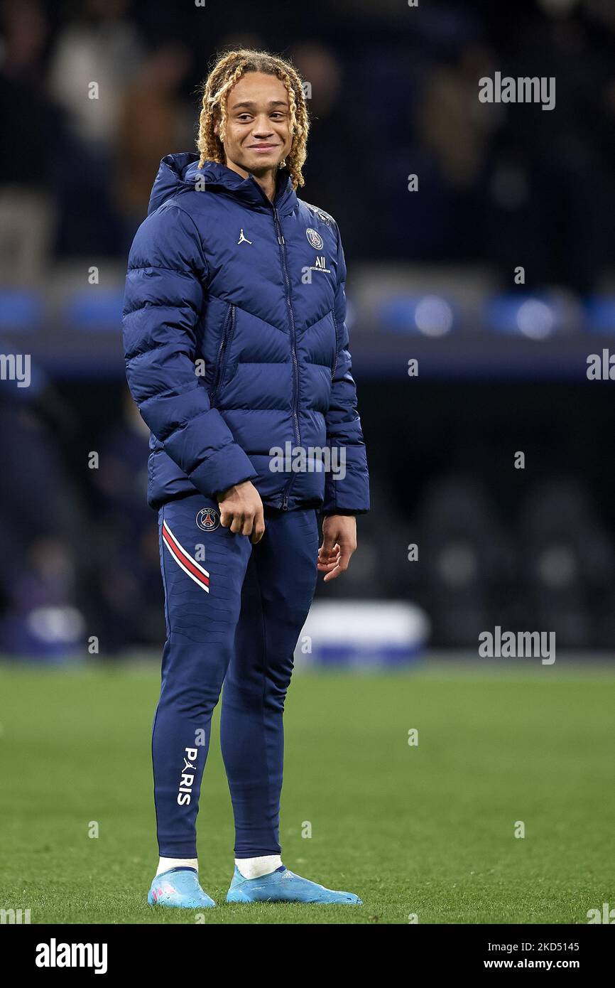 Xavi Simons of PSG during the warm-up before the UEFA Champions League ...
