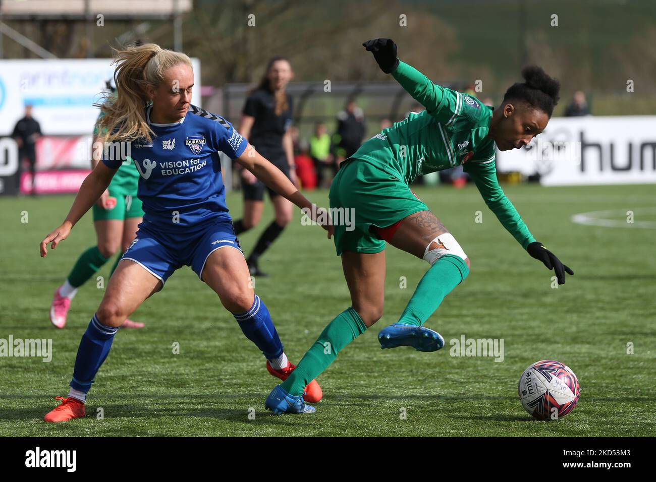 Beth Hepple of Durham Women in action with Elisha N'Dow of Coventry ...