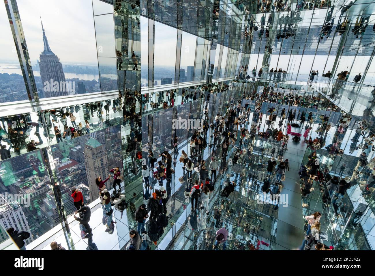 Visitors enjoy the New York skyline from SUMMIT One Vanderbilt on March ...