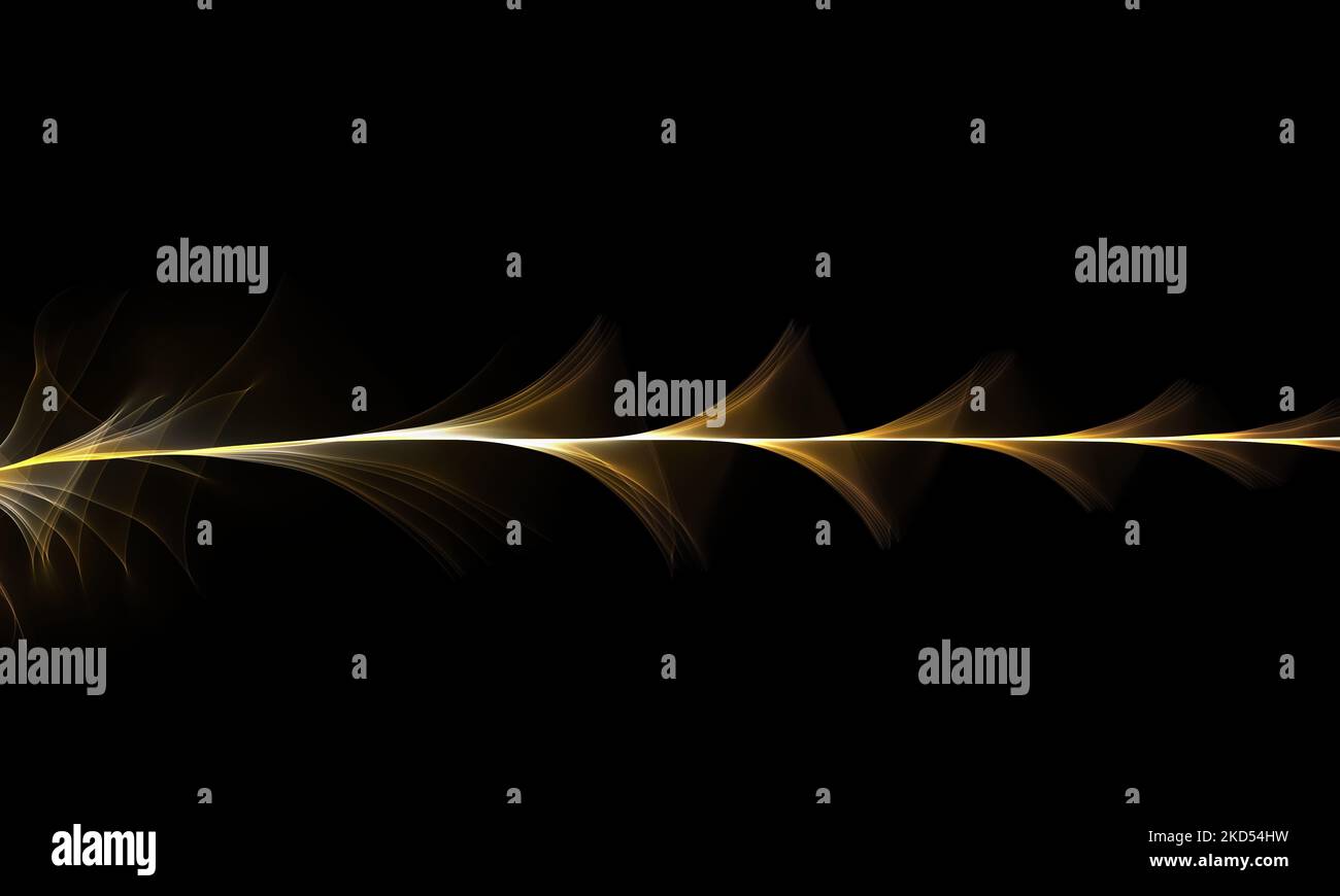 A long exposure of yellow light with rays on the line on the black ...