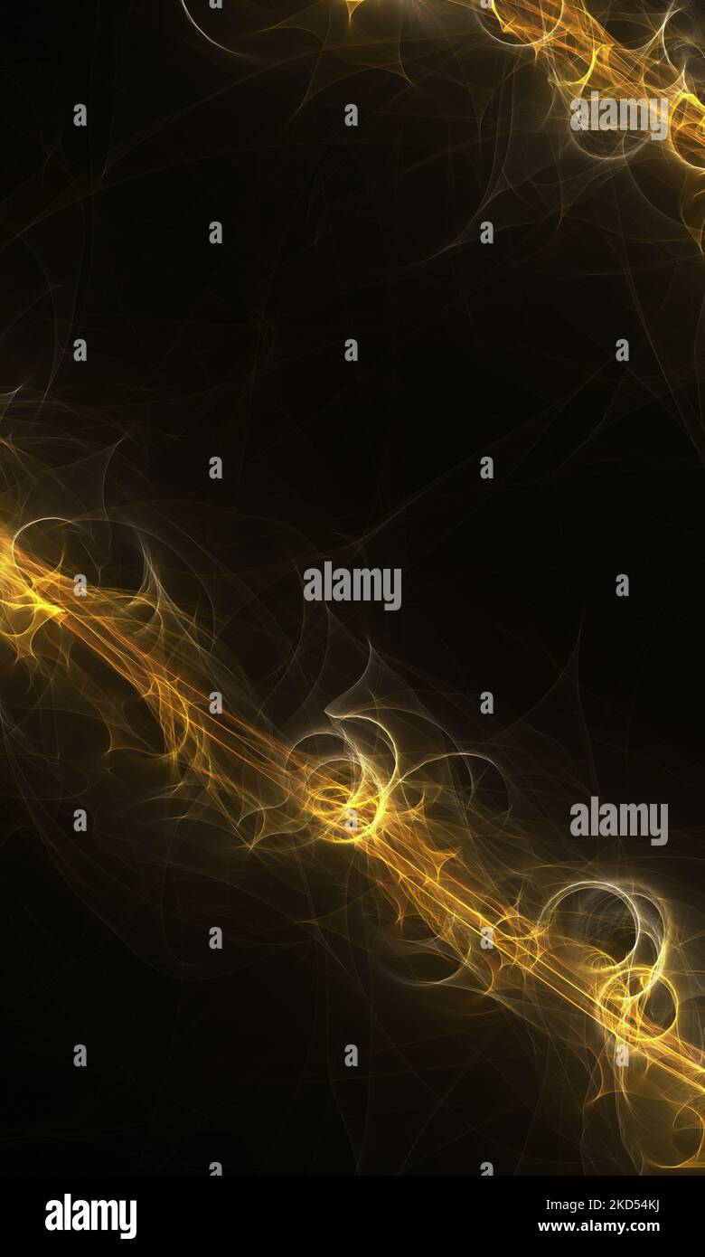 A vertical shot of the yellow parallel lights with circles glowing on ...