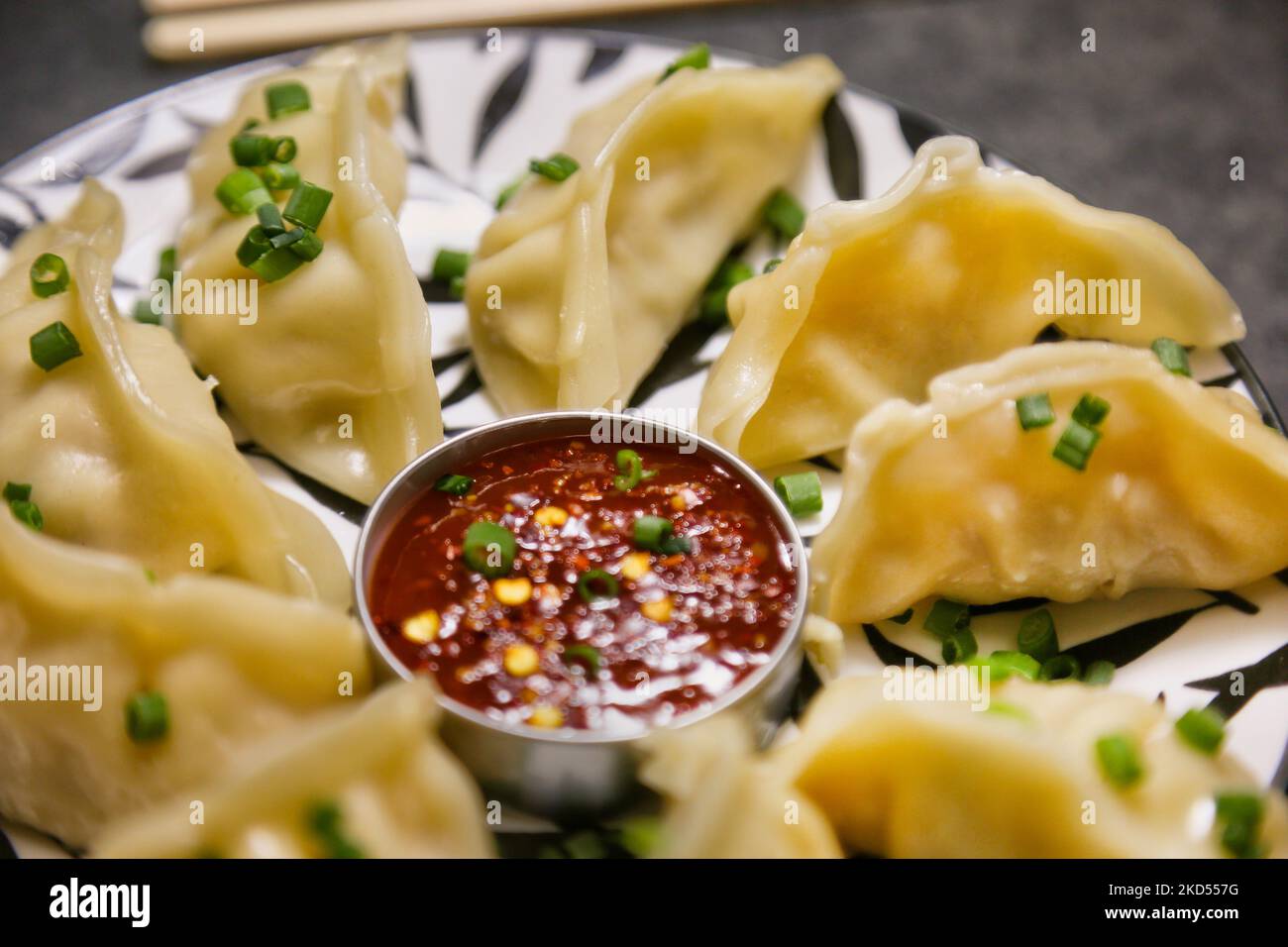 Beef and pork steamed Chinese dumplings in Toronto, Ontario, Canada, on ...