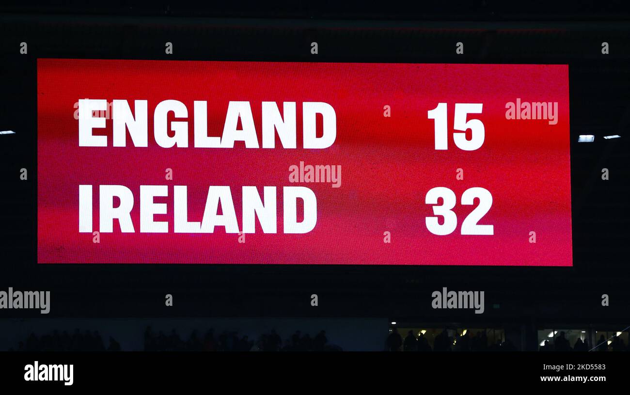 Scoreboard show Final score afterGuinness six Nations match between ...